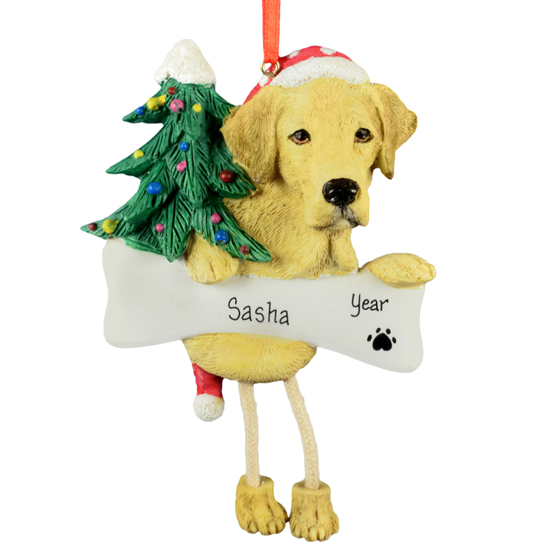 YELLOW LABRADOR On Bone Dangling Legs Ornament | Personalized Ornaments ...