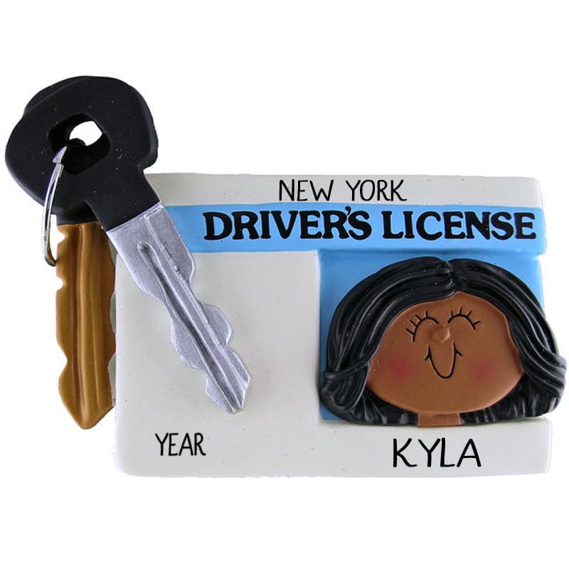 GIRL New Driver License & Key Ornament AFRICAN AMERICAN | Personalized ...