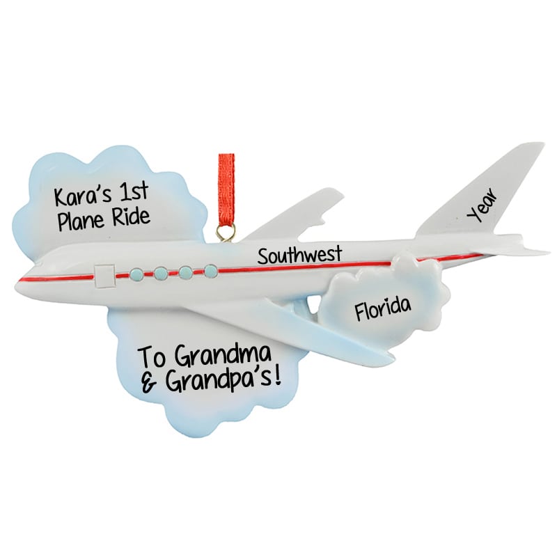 My 1st Plane Ride White Airplane Souvenir Ornament | Personalized ...
