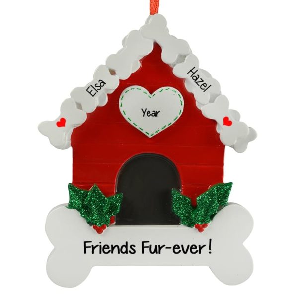 Two Dogs In Dog Bone House Ornament | Personalized Ornaments For You