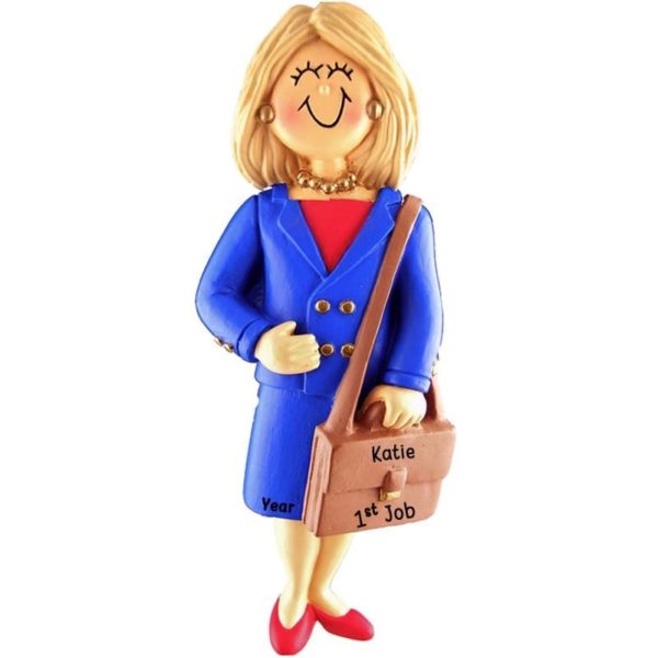First Job Ornament GIFT IDEA Female Blonde | Personalized Ornaments For You