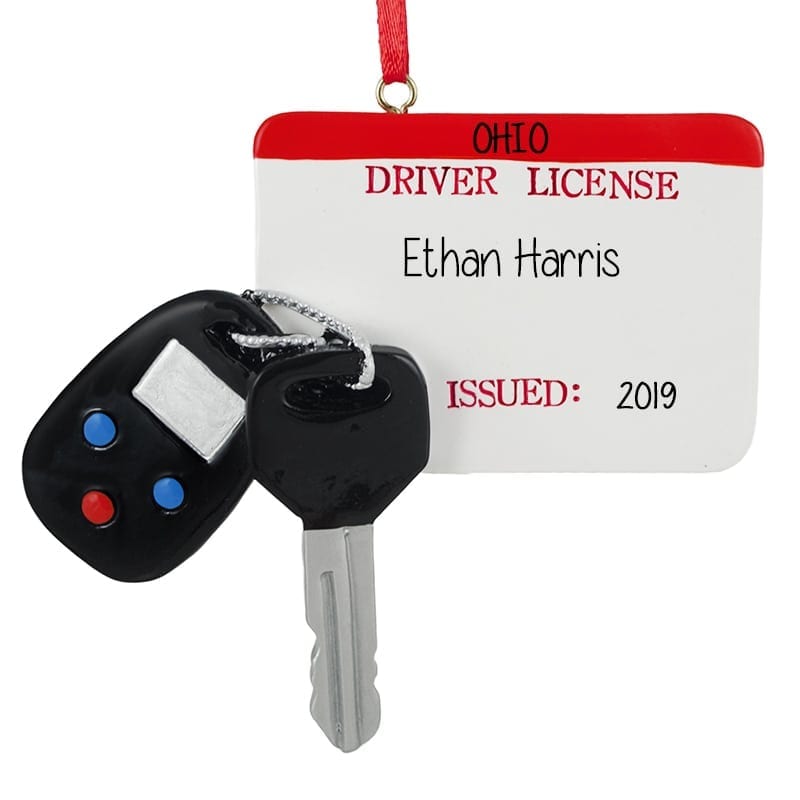 Driver's License Dangling Key And Key Fob Ornament | Personalized ...