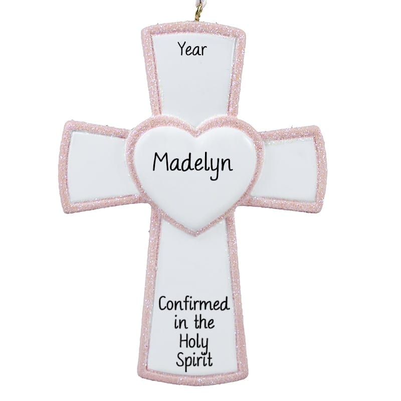 Personalized Girl Confirmation PINK Cross Keepsake Ornament ...