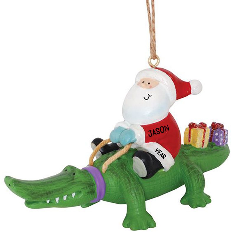 Personalized Santa Claus Riding On Alligator Ornament | Personalized ...