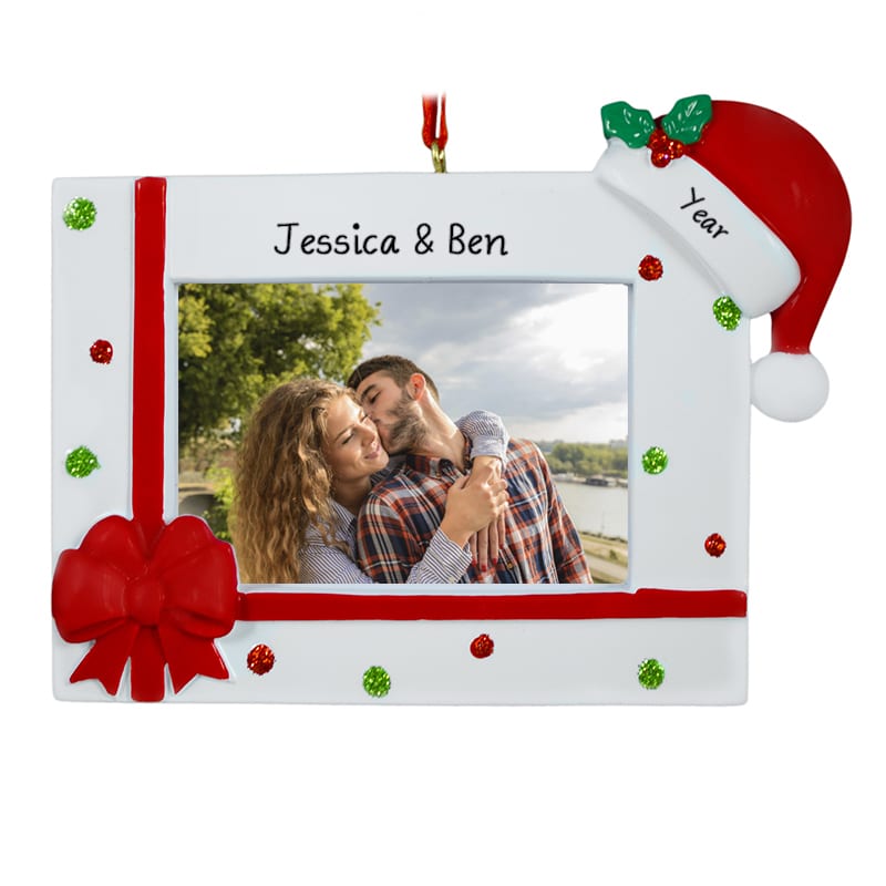 First Christmas Couple Photo Frame Ornament Easel Back - Personalized ...