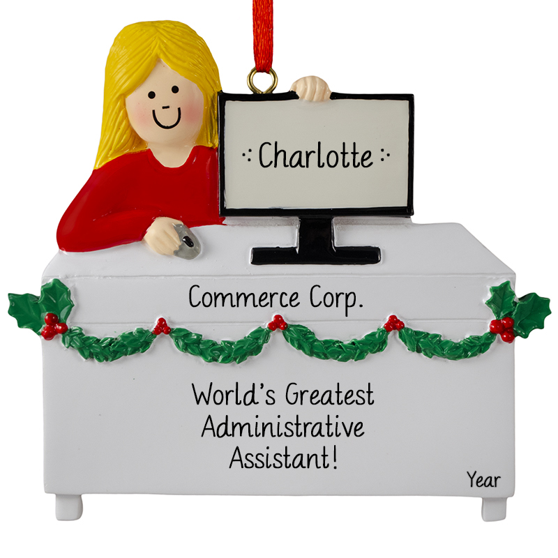 Administrative Assistant Female At Festive Desk Ornament BLONDE ...