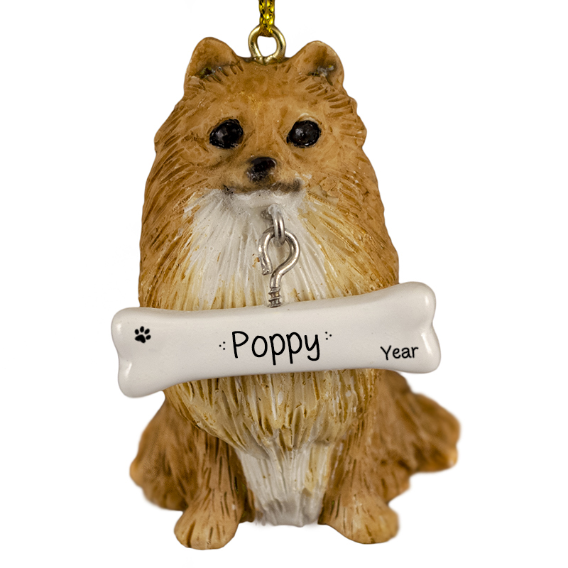 Personalized Pomeranian Statue With Dangling Bone Ornament ...