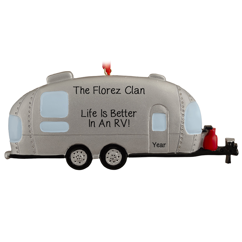 Personalized Silver Camping Trailer RV Ornament - Personalized ...