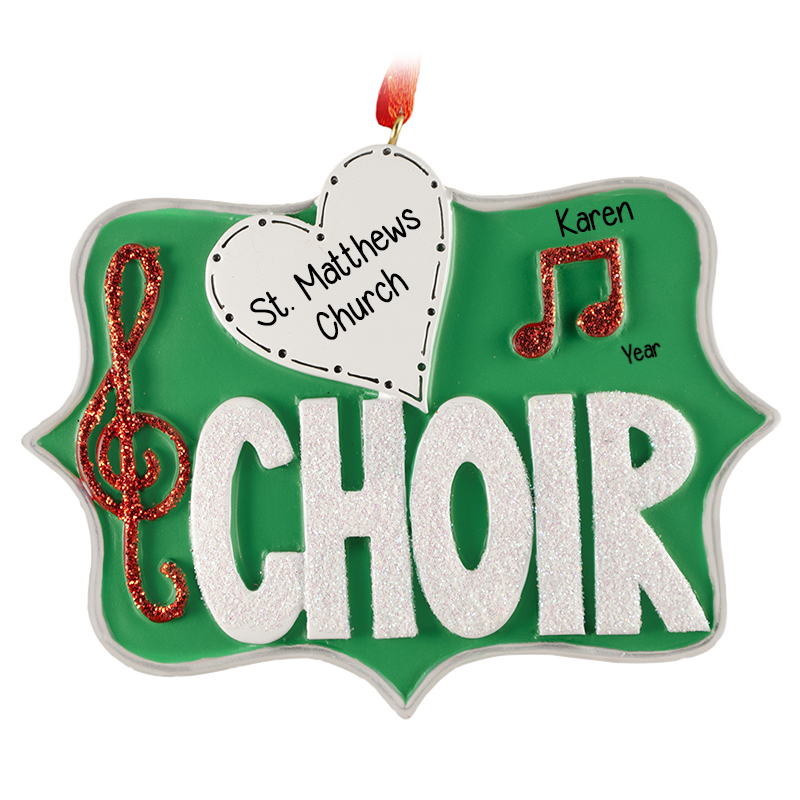 Church Choir Glittered Music Notes Personalized Ornament - Personalized ...