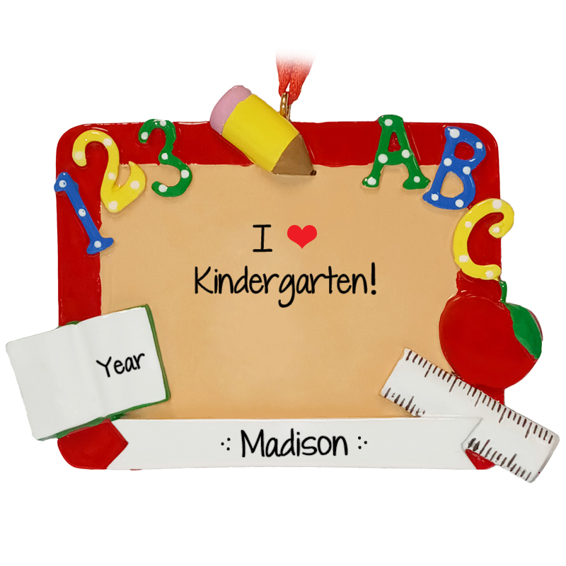 Personalized I Love Kindergarten Chalkboard Ornament | Personalized ...