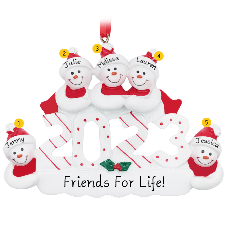 Personalized 2023 Five Friends Snowmen Ornament | Personalized ...