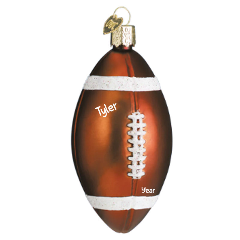 Personalized Fully Dimensional Glass Football Glittered Ornament ...