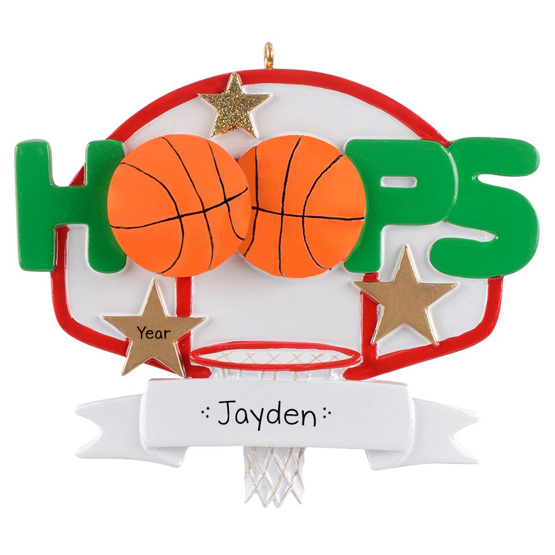 Personalized Basketball HOOPS Gold Stars Ornament - Personalized ...
