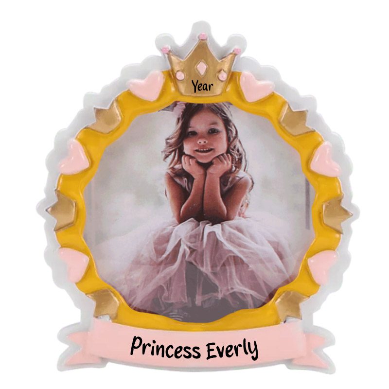 Personalized Princess Picture Frame With Crowns And Hearts Ornament ...