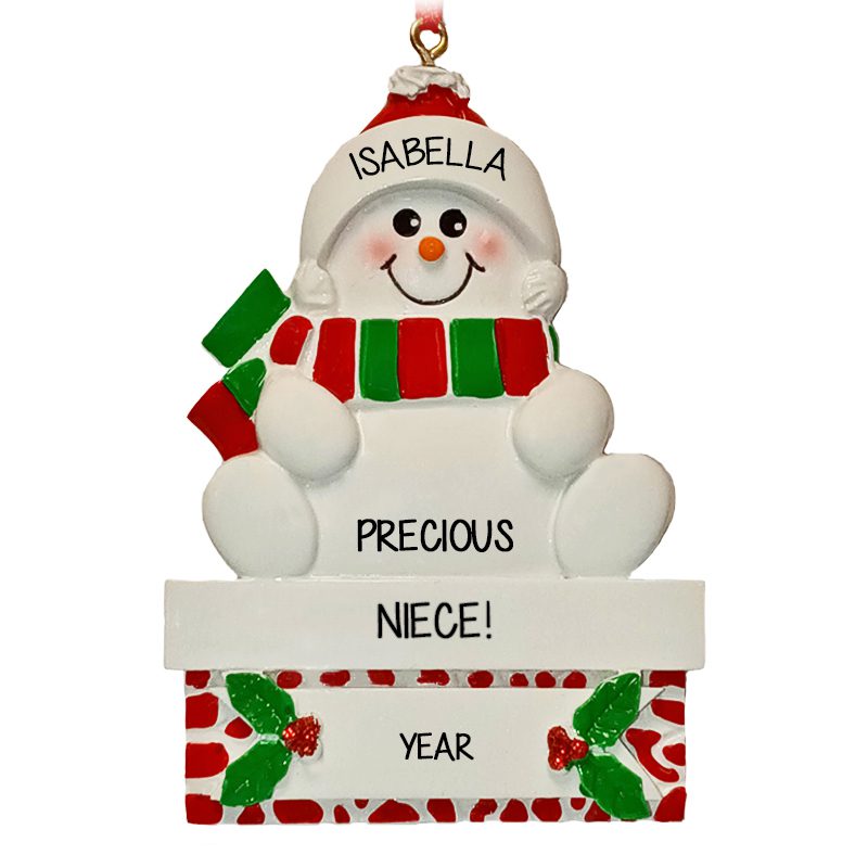 Personalized Precious Niece Snowman On Mantle Ornament | Personalized ...