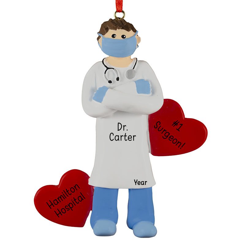 Personalized MALE Doctor Or Surgeon With Hearts Ornament - Personalized ...