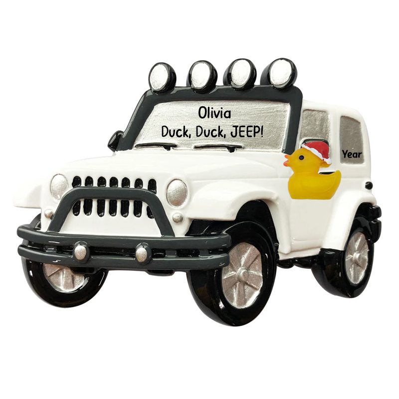 Personalized Duck Duck Jeep 4X4 Ornament WHITE - Personalized Ornaments ...