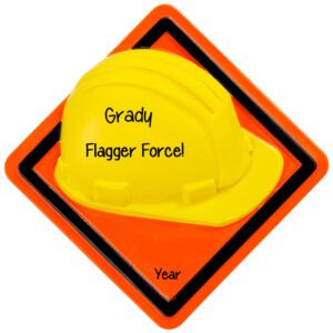 Personalized Flagger Yellow Helmet And Sign Ornament - Personalized ...