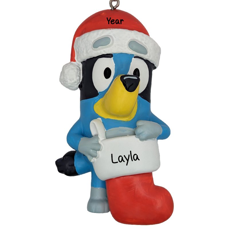 Personalized Bluey Holding Red Stocking Keepsake Ornament ...