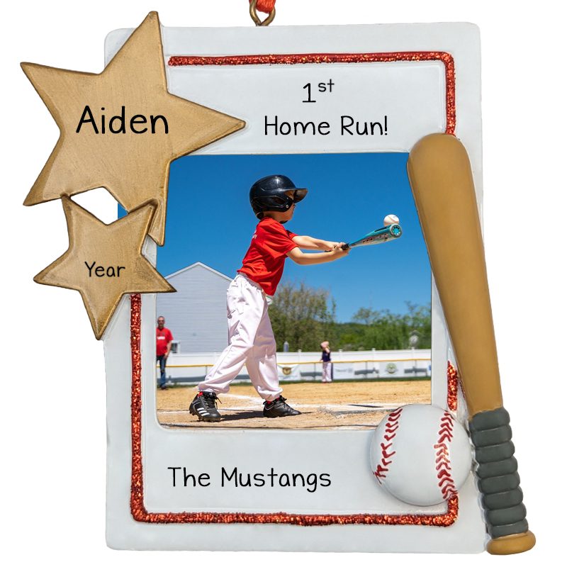 Personalized 1st Home Run Baseball Photo Frame Ornament - Personalized ...