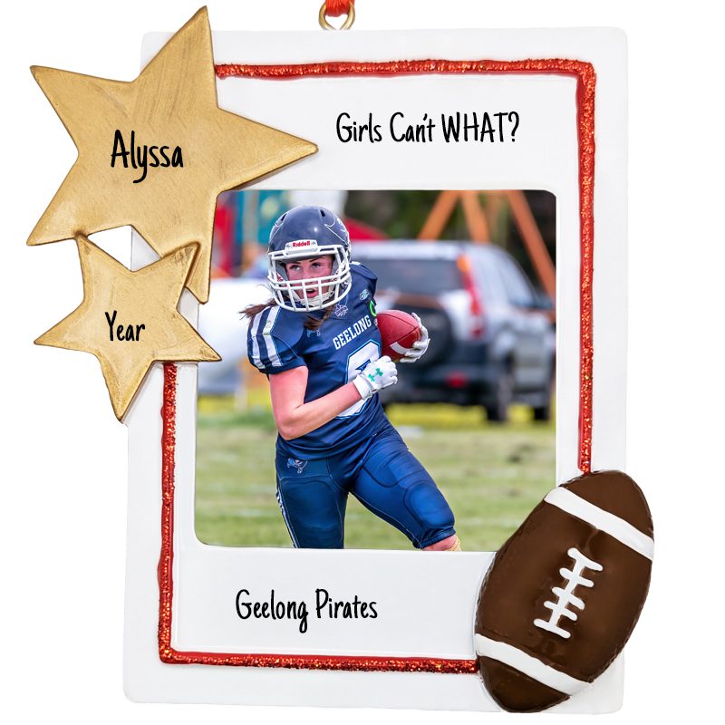 Female FOOTBALL Player Photo Frame Personalized Ornament - Personalized ...