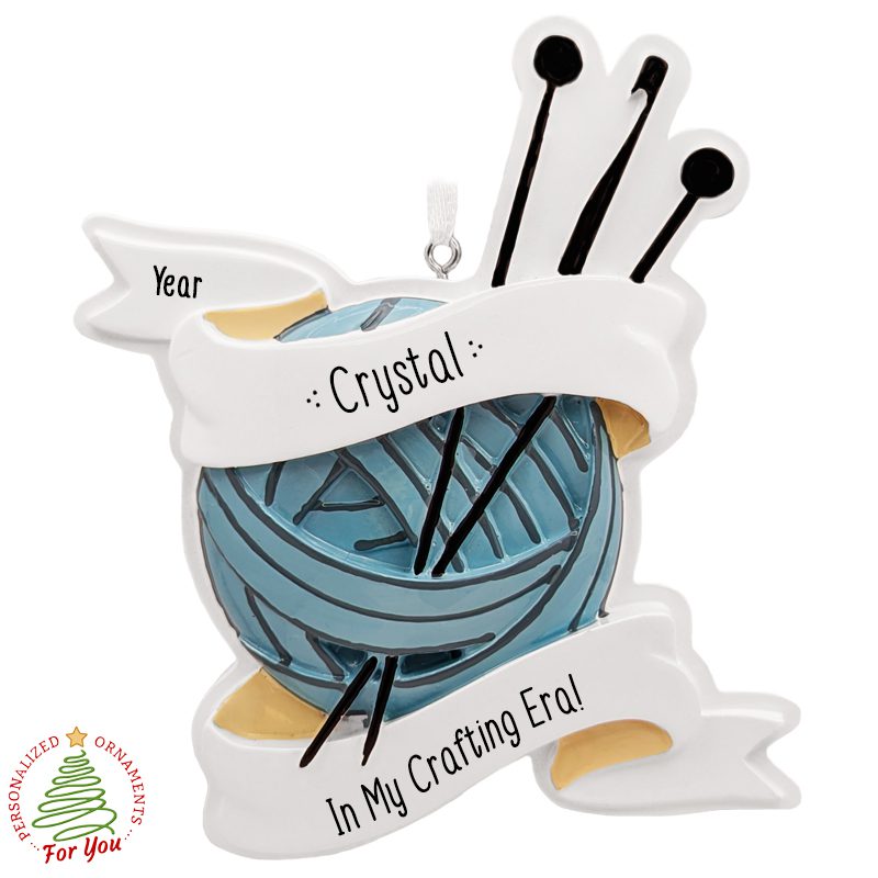 Crafting Era Knitting And Crocheting Blue Yarn Ornament - Personalized ...