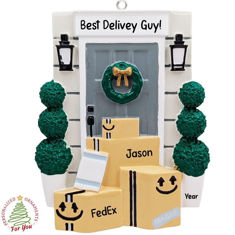 Personalized Delivery Driver Door With Packages Ornament - Personalized ...