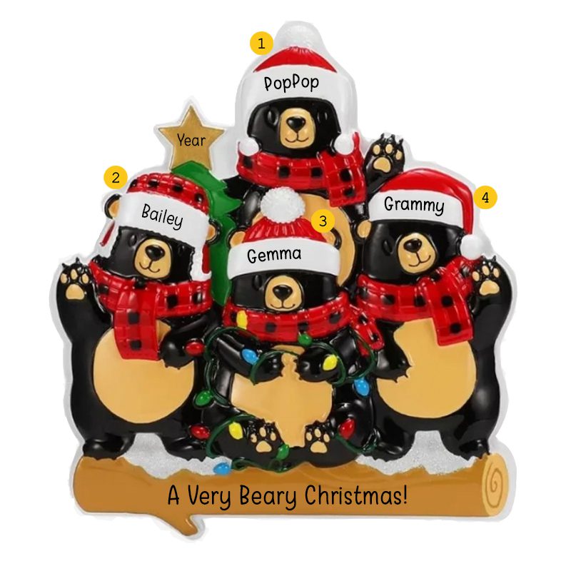 Personalized Very Beary Christmas Grandparents And 2 Grandkids Ornament ...