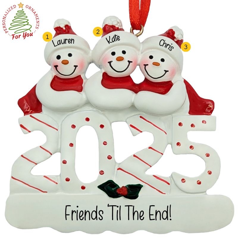 Personalized 3 Best Friends 2025 Snowmen Keepsake Ornament ...