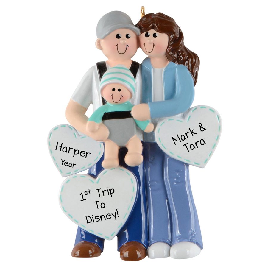 Personalized Family Of 3 First Vacation Together Keepsake Ornament ...