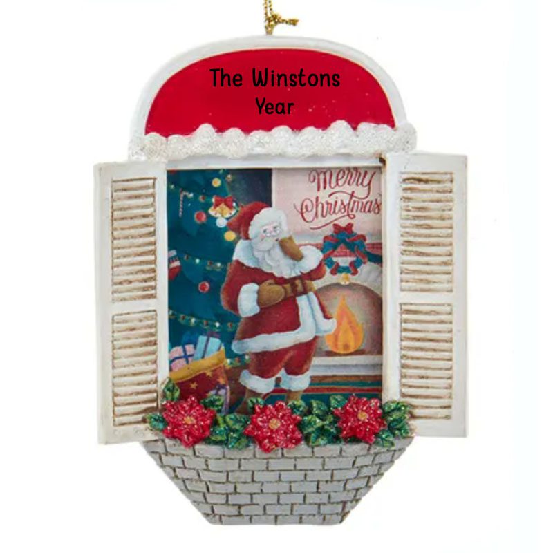 Personalized Santa Window Scene With RED TOP Ornament - Personalized ...