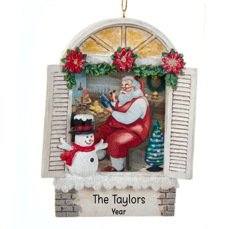 Personalized Santa Window Scene With SNOWMAN Ornament - Personalized ...