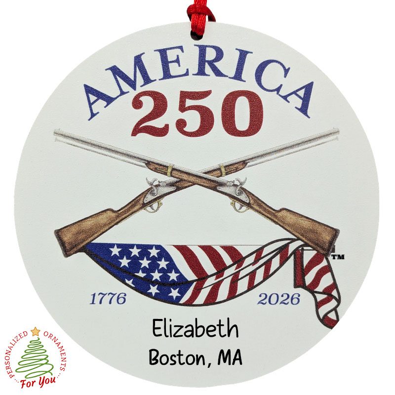 Personalized 250th Anniversary Of The USA RIFLES And Flag Ornament ...