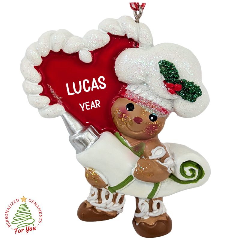 Personalized Gingerbread BOY With Heart Glittered Ornament ...