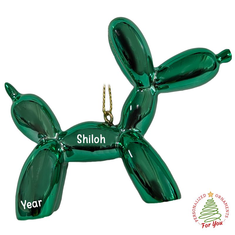 Personalized GREEN Balloon Dog Totally Dimensional Ornament ...