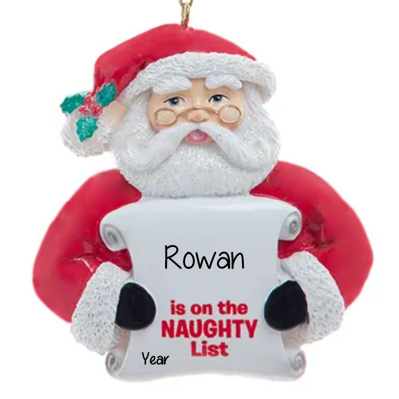 Personalized Santa Holding The NAUGHTY List Scroll Funny Ornament ...