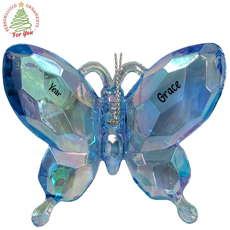 Personalized Fully Dimensional Faceted Butterly Ornament BLUE ...