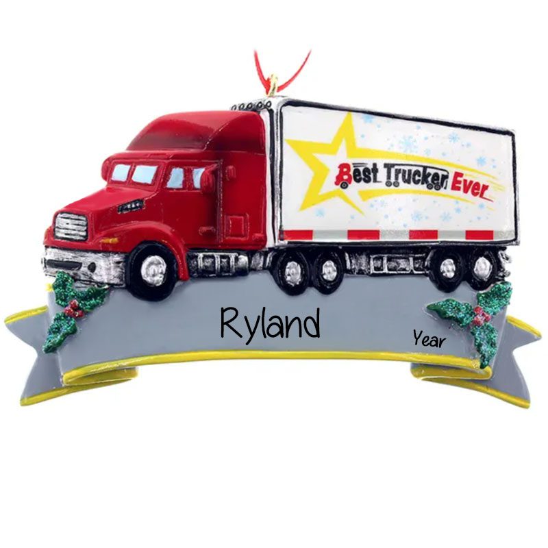 Best Trucker Ever Tractor Trailer Hand Personalized Ornament ...