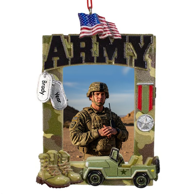 Personalized ARMY Photo Frame Hanging Ornament - Personalized Ornaments ...