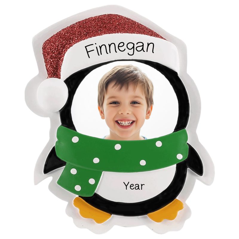 Personalized PENGUIN Photo Frame Holder Ornament – Handcrafted Resin ...