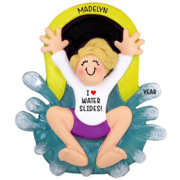 Personalized GIRL On Water Slide Keepsake Ornament BLONDE ...