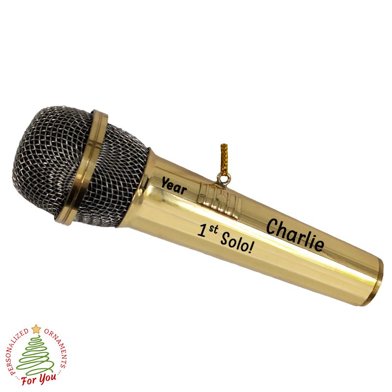 Personalized GOLD Microphone Music Lover Christmas Ornament ...