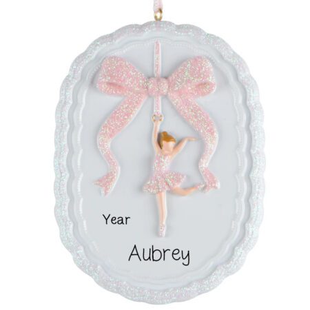 Personalized Glittered Pink Bow And Ballerina Keepsake Ornament ...